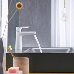 Hansgrohe Talis E Waschtisch-Einhebelmischer 71710700 mit Ablaufgarnitur, mattwei&szlig;