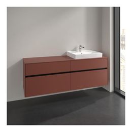 Villeroy & Boch Villeroy und Boch Collaro Waschtischunterschrank C023B0AH 160x54,8x50cm, Waschtisch rechts, LED-Beleuchtung 12W, wine red