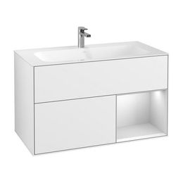 Villeroy & Boch Villeroy und Boch Finion Waschtischunterschrank F040MTGF 99,6x59,1x49,8cm, Regal rechts White matt lacquer, Glossy white lacquer