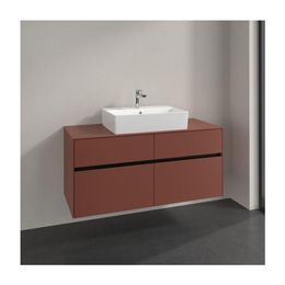 Villeroy & Boch Villeroy und Boch Collaro Waschtischunterschrank C128B0AH 120x54,8x50cm, Waschtisch mittig, LED-Beleuchtung 8,8 W, wine red