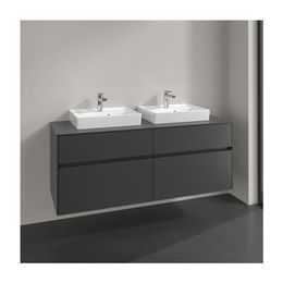 Villeroy & Boch Villeroy und Boch Collaro Waschtischunterschrank C076B0VR 140x54,8x50cm, f&uuml;r 2 Waschtische, LED-Beleuchtung 10,4 W, graphite