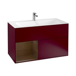 Villeroy & Boch Villeroy und Boch Finion Waschtischunterschrank G030GNHB 99,6x59,1cm, Wandbeleuchtung, Regal links Walnut veneer, Peony Matt