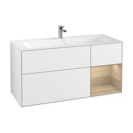 Villeroy & Boch Villeroy und Boch Finion Waschtischunterschrank F070PCGF 119,6x59,1cm, Regal rechts Oak Veneer, Glossy white lacquer