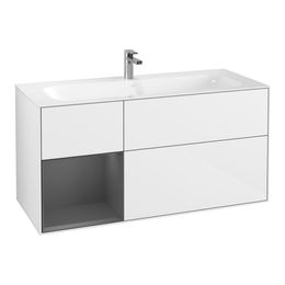 Villeroy & Boch Villeroy und Boch Finion Waschtischunterschrank G060GKGF 119,6x59,1cm, Emotion, Regal links Anthracite matt, Glossy white lacquer