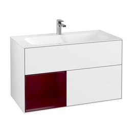 Villeroy & Boch Villeroy und Boch Finion Waschtischunterschrank G030HBGF 99,6x59,1cm, Wandbeleuchtung, Regal links Peony, Glossy white lacquer