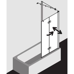 Kermi Diga Badewannen-Faltwand DI2PR10015VPK 100x150cm, silber hochglanz, ESG klar Clean, rechts