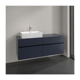 Villeroy & Boch Villeroy und Boch Collaro Waschtischunterschrank C132B0VQ 140x54,8x50cm, Waschtisch links, LED-Beleuchtung 10,4W, marine blue