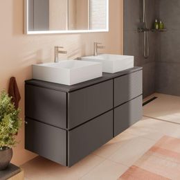 Hansgrohe Xilesa E Waschtischunterschrank 54305760 1375x550mm, 4 Schubk&auml;sten, ohne PushOpen, schiefergrau matt