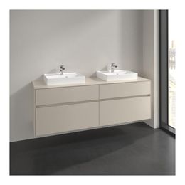 Villeroy & Boch Villeroy und Boch Collaro Waschtischunterschrank C024B0VN 160x54,8x50cm, f&uuml;r 2 Waschtische, mit LED-Beleuchtung, cashmere grey