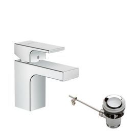Hansgrohe Vernis Shape Waschtischarmatur 71566000 mit Metall Zugstangen-Ablaufgarnitur, chrom