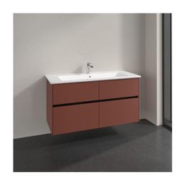 Villeroy & Boch Villeroy und Boch Collaro Waschtischunterschrank C146B0AH 116,1x61x48cm, Waschbecken mittig, LED-Beleuchtung 8,6W, wine red