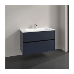 Villeroy & Boch Villeroy und Boch Collaro Waschtischunterschrank C145B0VQ 96,1x61x48cm, Waschbecken mittig, LED-Beleuchtung 7W, marine blue