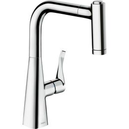 Hansgrohe Metris M71 220 K&uuml;chenarmatur 14834000 chrom, schwenkbarer Auslauf, herausziehbare Brause