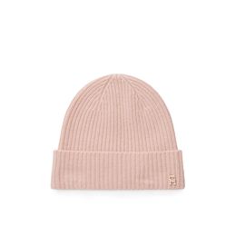 Tommy Hilfiger Damen Beanie "TH CASHMERE", rosa, Rippstrick, Kaschmir, Mützen, aus Rippstrick, Umschlag