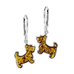 OSTSEE-SCHMUCK Damen Paar Ohrh&auml;nger "- Hund - Silber 925/000 - Bernstein", Silber 925 (Sterlingsilber), silber, Silber 925 (Sterlingsilber), Ohrringe