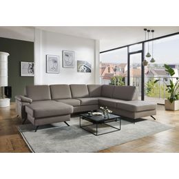 Wohnlandschaft DIE PLANBAR, B:309cm H:88cm T:235cmartischocke, Sofas, "PN-EM15047 U-Form, ohne Kopfstützen", Echtleder, wahlweise mit Bettfunktion u.