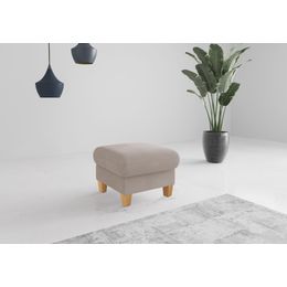 Polsterhocker Home Affaire, B:58cm H:47cm T:58cm, grau, 100% Polyester, Hocker, "Rochelle", Massive 12 cm Holzbeine