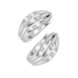 Jobo Damen Paar Creolen "Ohrringe mit 6 Diamanten", SI = kleine Einschl&uuml;sse, Diamanten Wei&szlig;gold 585, wei&szlig;, Diamanten, Wei&szlig;gold 585, Ohrringe, 585