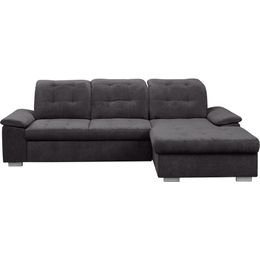 Ecksofa WERK2, B:264cm H:105cm T:170cm, grau, 92% Polyester, 8% Nylon, Wohnzimmer, Sofas, "Carmen, mit Bettfunktion & Bettkasten, optional
