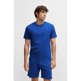 BOSS Herren Pyjamaoberteil "Waffle T-Shirt", Gr. M, blau, Obermaterial: 60% Baumwolle, 40% Polyester, Shirts