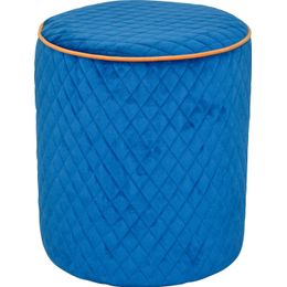 Hocker Home Affaire, B:46cm H:47cm T:46cm, blau, Samtbezug 100% Polyester, Wohnzimmer, Hocker
