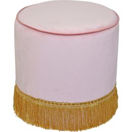 Hocker Home Affaire, B:45cm H:46cm T:45cm, rosa, Samtbezug 100% Polyester, Wohnzimmer, Hocker