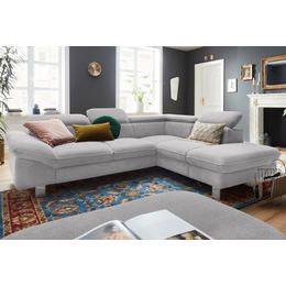 Ecksofa COTTA, B:266cm H:73cm T:214cm, grau, Struktur (100% Polyester);Chenille (90% Polyester, 10% Polyamid), Wohnzimmer, Sofas, "Driver L-Form",