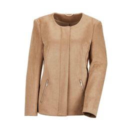 GOLDNER Damen Kurzjacke "Kurzgröße Ausdrucksstarke Lederimitatjacke mit supersoftem Griff"milchkaffee, Gr. 19, Obermaterial: 100% Polyester PES.,