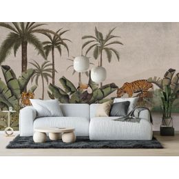 Komar Fototapete "Digitaldruck Vlies - Tiger Jungle - Gr&ouml;&szlig;e 400 x 250 cm", Rollen:, gr&uuml;n, Tapeten, Wohnzimmer, Schlafzimmer
