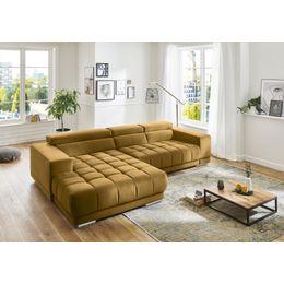 Ecksofa DIE PLANBAR, B:329cm H:73cm T:190cm, gelb, 100% Polyester, Wohnzimmer, Sofas, "MP-IN15053 L-Form extra breiter Schenkel", mit