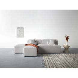 Ecksofa Home Affaire, B:220cm H:76,5cm T:153cm, grau, 93% Polyester, 6% Acryl, 1% Baumwolle, Wohnzimmer, Sofas, "Sundstrup L-Form", Modulserie,