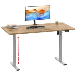 Schreibtisch Vcm, B:140cm H:71cm T:50cmhonig, eiche, Büro, Tische, "Vcm Höhenverstellbarer Schreibtisch stufenlos elektrisch höhenverstellbar Lona