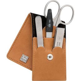 ERBE® ERBE Maniküre-Etui "Taschenetui aus echtem Leder", B/H/T: 100mm x 50mm x 20mm 4 Stk., braun, B:100mm H:50mm T:20mm, Nageletuis, bestückt mit Solinger