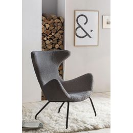 Relaxsessel Salesfever, B:77cm H:95cm T:62cm, grau, 100% Polyester, Metall, Wohnzimmer, Sessel, "Komfortabler Sessel zum Entspannen", Umh&uuml;llt von