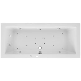 Whirlpool-Badewanne Ottofond, B:80cm H:62,5cm L:180cm T:80cm, weiß, Sanitäracryl, Badewannen, "Cubic", Typ Premium, chrom