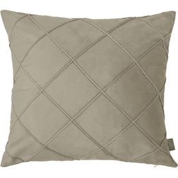 Dekokissen, B:50cm L:50cm, beige, LeGer Home by Lena Gercke, Polyester, Dekokissen_Sitzkissen_Kissenhüllen, "Samt Ladina Mit Biesen", Kissenhülle o.