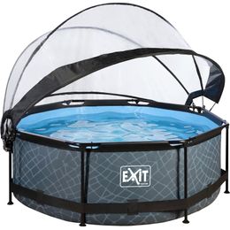 Framepool EXIT, H:76cm Ø:244cm, grau, Schwimmbecken, "inkl. multifunktionaler Abdeckung", ØxH: 244x76 cm, mit Kartuschenfilter und Abdeckung