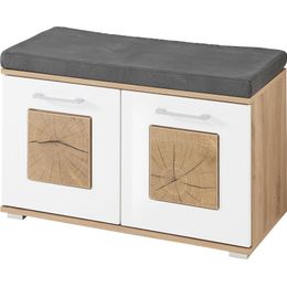 Schuhbank Innostyle, B:84cm H:53cm T:38cm, weiß, Holzwerkstoff, MDF, Flur, Sitzbänke, "FUN Schuhbank, 84x53x38cm (B/H/T)", 2 türig, 2 Einlegeböden,
