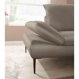 Ecksofa W.Schillig, B:294cm H:87cm T:185cm, braun, Chenille-Flachgewebe R66 (85% Polyester, 15% Nylon);Longlife Xtra-Leder Z59: Glattleder mit