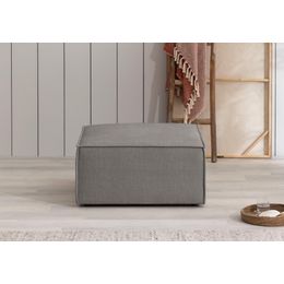 Hocker Home Affaire, B:80cm H:42cm T:80cm, grau, 100% Polyester, Wohnzimmer, Hocker, "SHERWOOD", Hocker quadratisch, ideale Ergänzung zum Loveseat