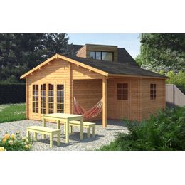 Gartenhaus Palmako, braun, Massivholz, Gartenh&auml;user, "Irene", 21,9+5,2 qm