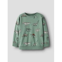 name it Jungen Sweatshirt "NMMNENEAN LS SWE BRU PB", grün, Gr. 98, bedruckt, Sweatware, Obermaterial: 100% Baumwolle, Sweatshirts