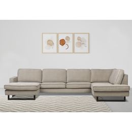 Wohnlandschaft Home Affaire, B:350cm H:85cm T:206cm, grau, Luxus-Microfaser in Lederoptik (100% Polyester);Cord (92% Polyester, 8% Polyamide), Sofas,