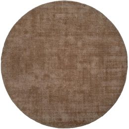 Teppich Paco Home, H:14mm &Oslash;:160cm, beige, Polyester, Wohnzimmer, Teppiche, "Randers 578", Kurzflor, Handweb Teppich, Uni Farben, handgewebt