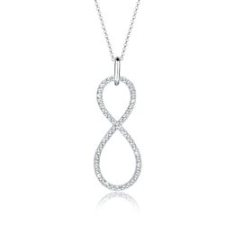 Elli Premium Damen Kette mit Anhänger "Infinity Weiß 925 Sterling Silber, mit Kristallen von Swarovski", 70,mit Steinen, Silber 925 (Sterlingsilber),