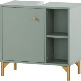 Waschbeckenunterschrank Welltime, B:60,2cm H:60,3cm T:33cm, gr&uuml;n, FSC-zertifizierter Holzwerkstoff, Badezimmer, Schr&auml;nke, "Ando"