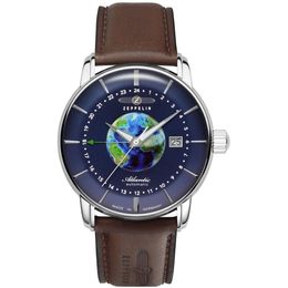 Zeppelin Kinder Automatikuhr "Atlantic Automatic GMT", braun, Armbanduhren, Armbanduhr, Herrenuhr, Datum, Lederarmband, Made in Germany