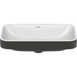 Duravit Happy D.2 Aufsatz-Waschtisch 23596061001 60 x 40 cm, geschliffen, ohne Hahnloch, &Uuml;berlauf, Hahnlochbank, wei&szlig;/anthrazit matt WonderGliss