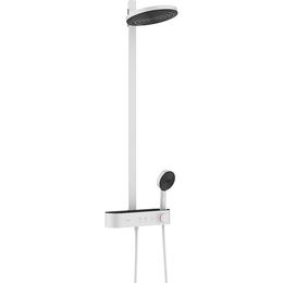 Hansgrohe Pulsify S Showerpipe 24240700 mit Brausethermostat Shower Tablet Select 400, mattwei&szlig;