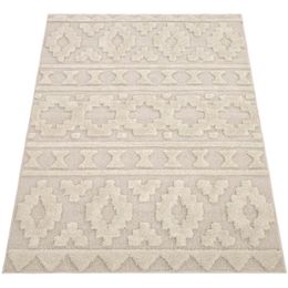 Hochflor-Teppich Paco Home, B:160cm H:34mm L:220cm, beige, Polypropylen, Teppiche, "Genua 744", Uni Farben, Hoch-Tief Effekt, modernes Design, sehr